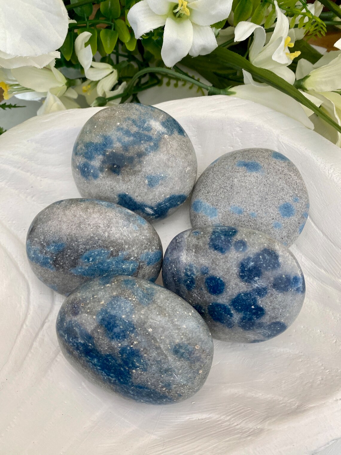 K2 Pillow Palm Stones (azurite Teardrop, Azurite in Granite) You Choose ...