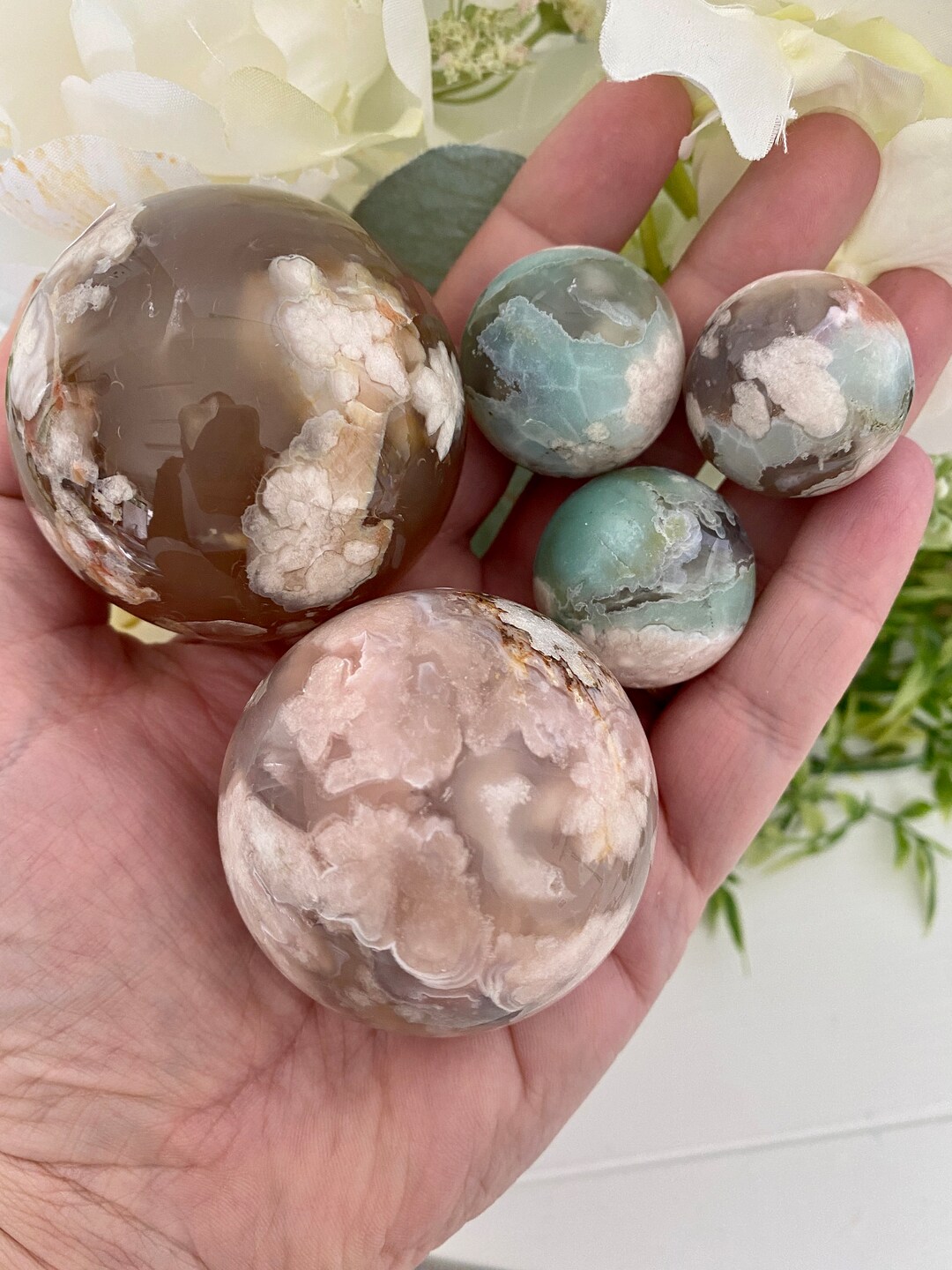 Flower Agate Spheres (you Choose) Sphere Stand Included - Etsy