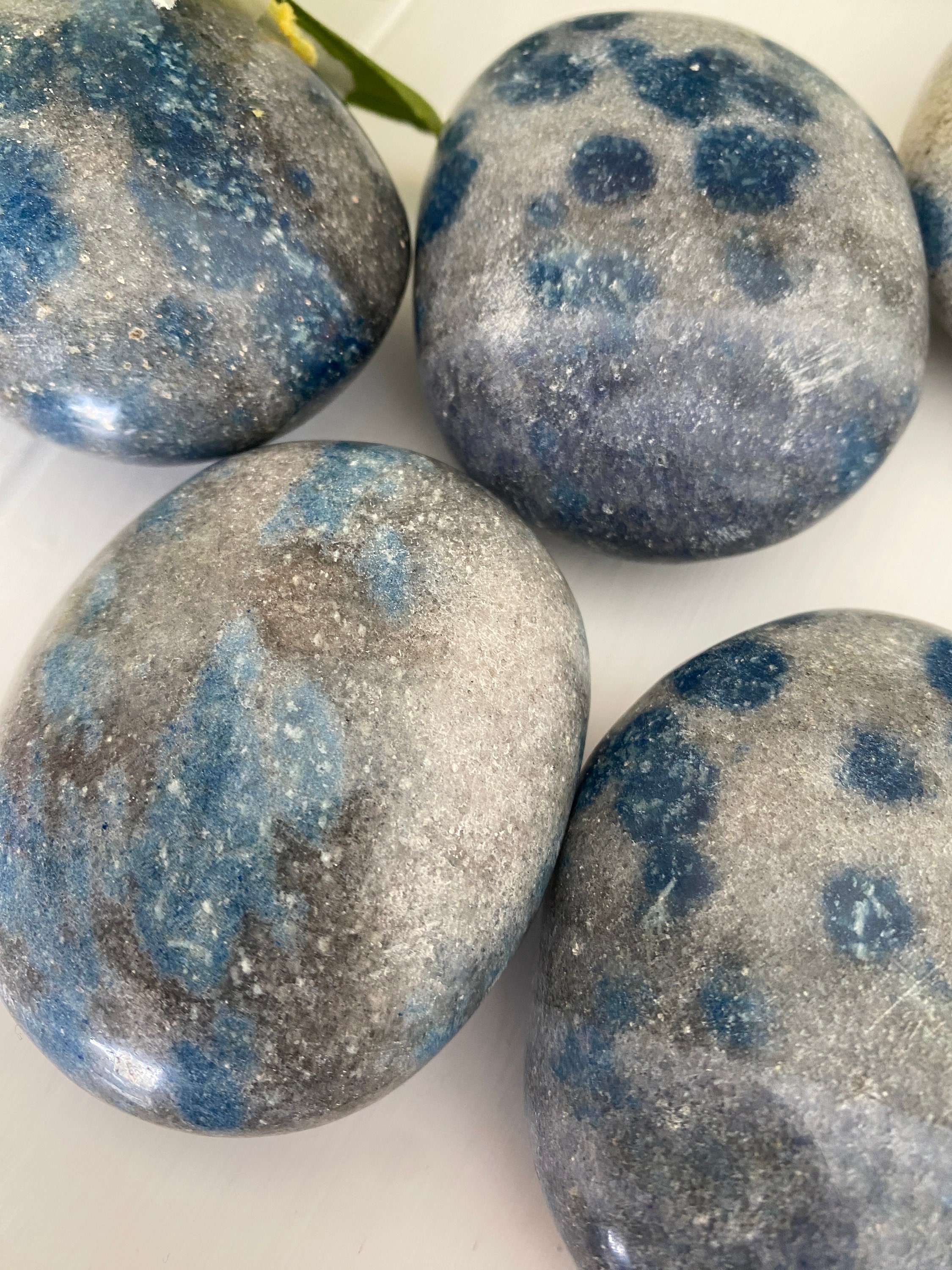 K2 Pillow Palm Stones (azurite Teardrop, Azurite in Granite) You Choose ...