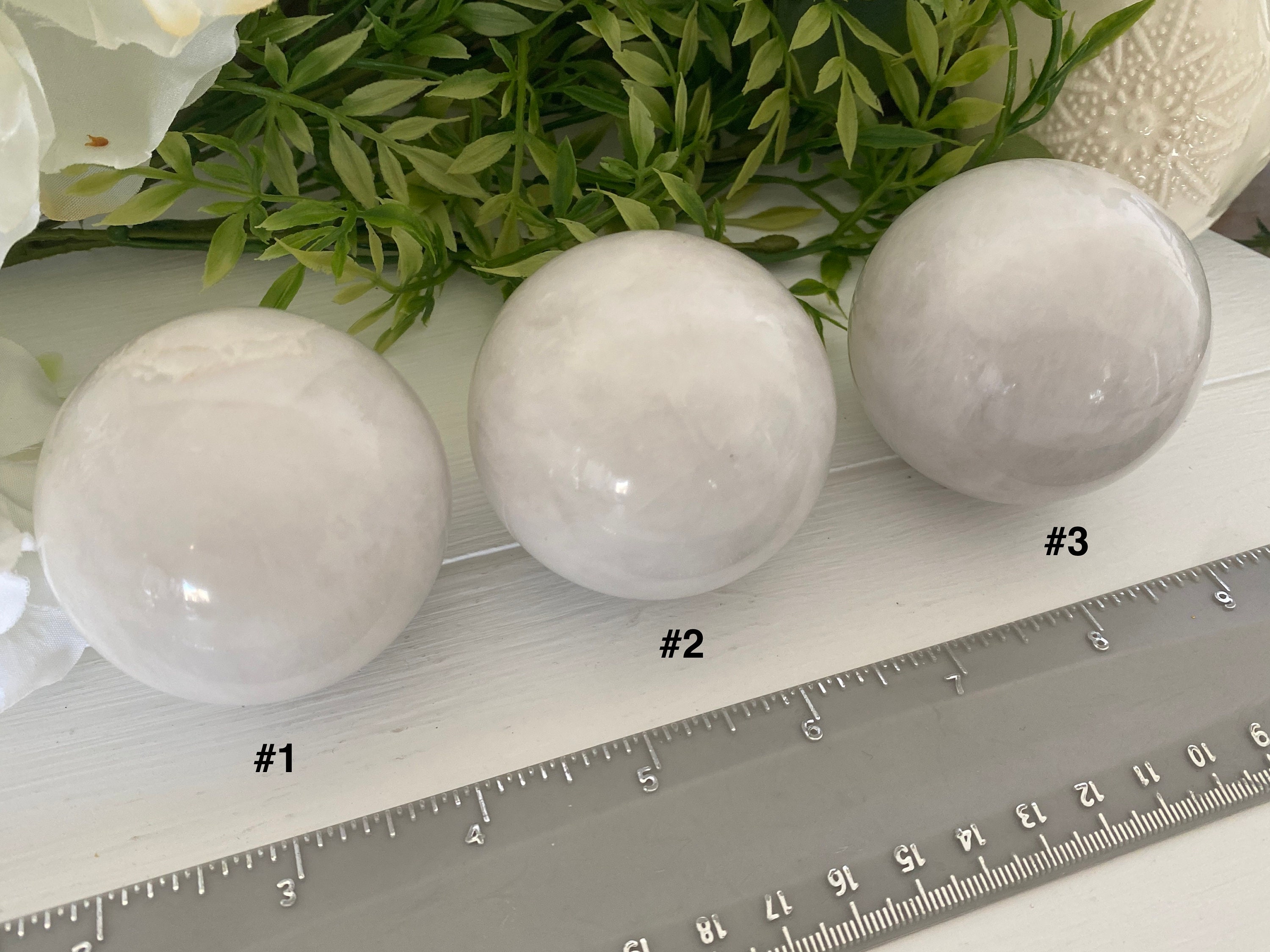 Snow White Quartz Spheres you Choose Stand Included - Etsy