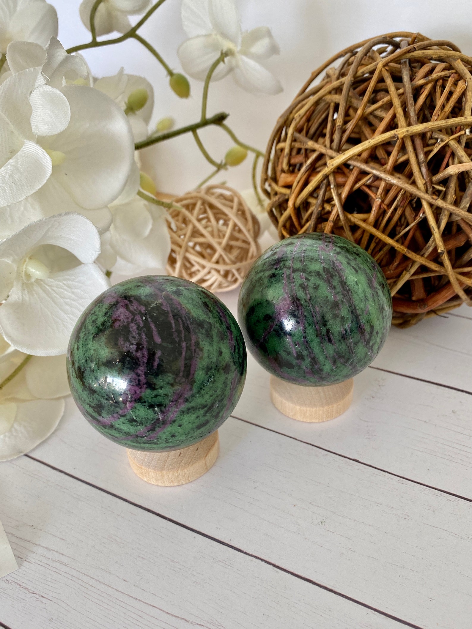 Ruby in Zoisite Spheres (anyolite), You Choose, Sphere Stand Included ...