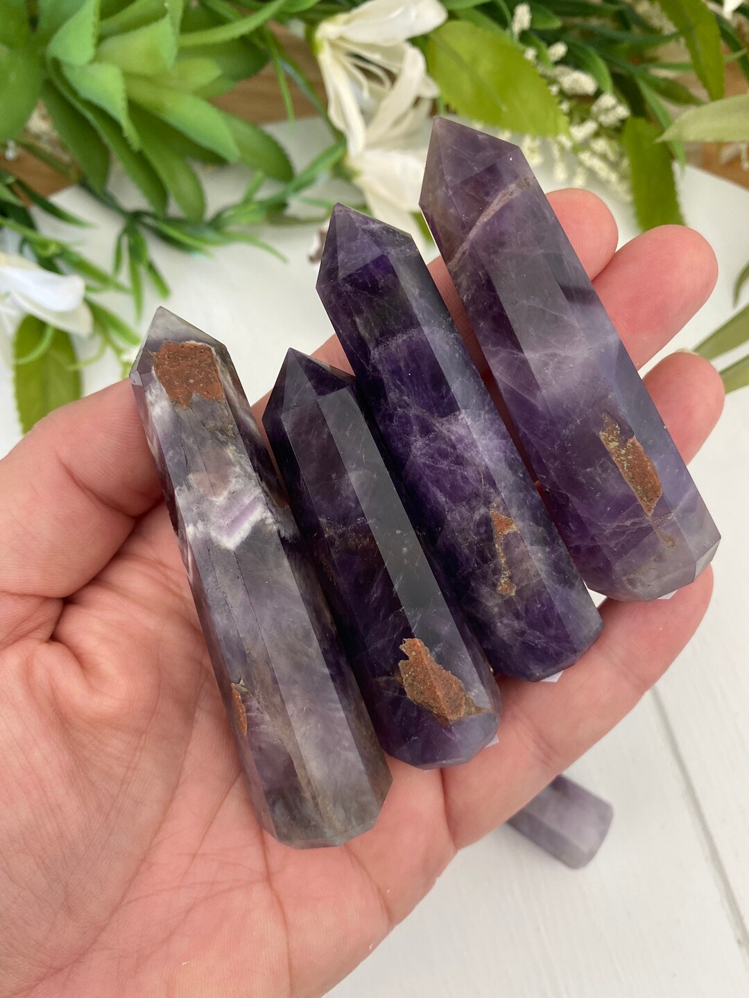 Amethyst Towers With Red Hematite, Pyrite Inclusions (RARE), You Choose - Etsy