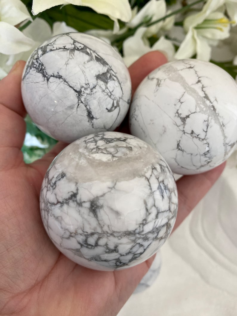 Howlite Sphere, Smokey Quartz Portal, Stone of Patience (stand Included ...