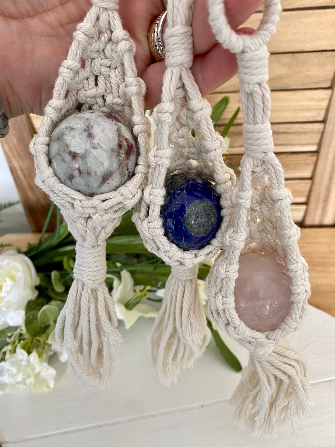 Crystal Sphere With Macrame Hanger (you Choose) - Etsy