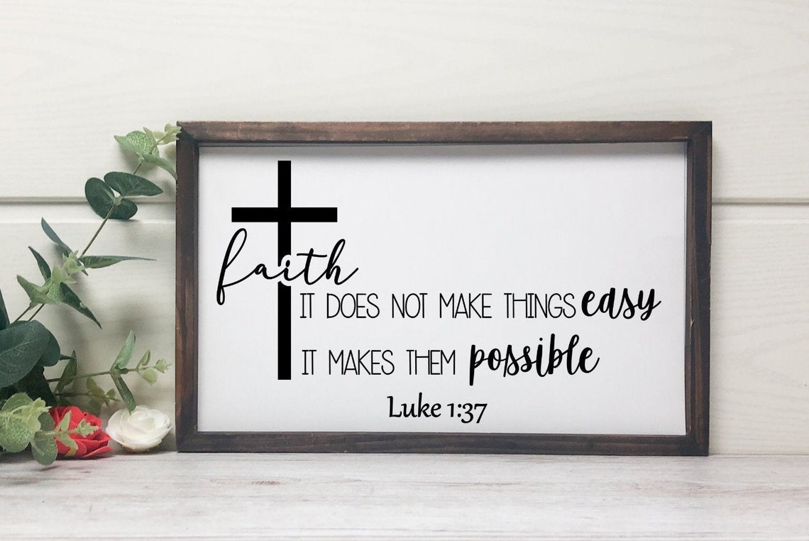 Faith Luke 1:37 Scripture Wall Decor Custom Sign - Etsy