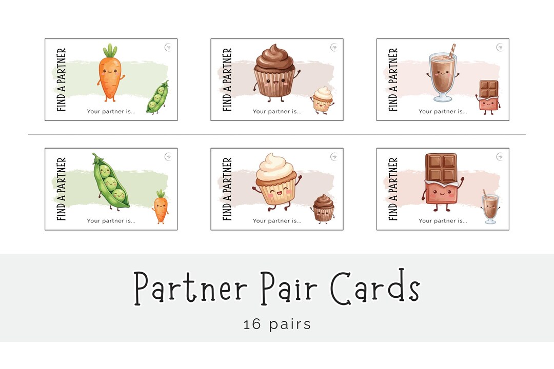 Partner Pair Cards | Food Themed | Classroom Management - Etsy