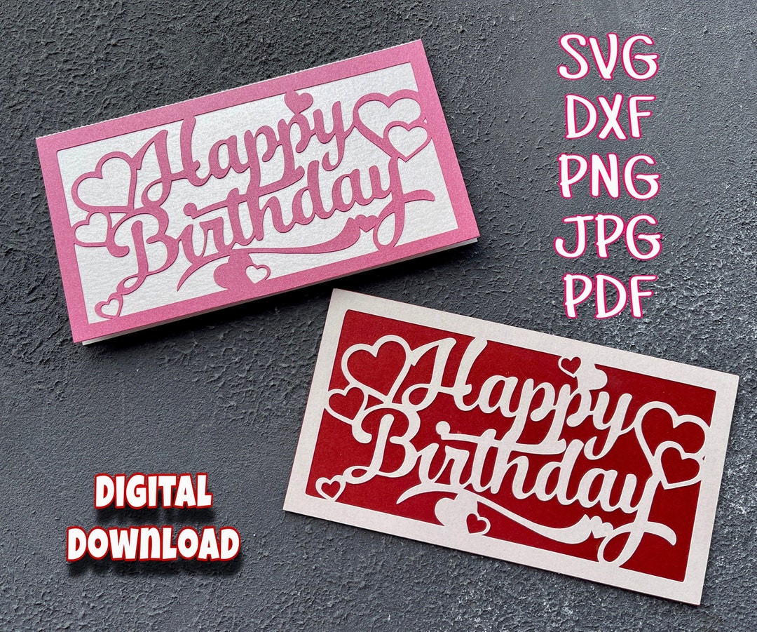 Birthday Card SVG. Cut File DXF, PNG, Pdf, Jpg. Digital File for Cricut ...