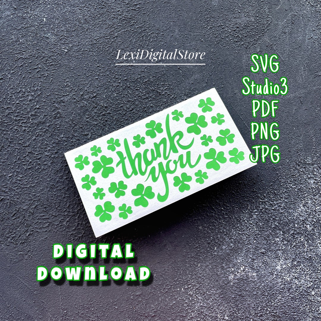 Shamrock Thank You Card, Thank You Card Svg, St.patricks Day Thank You ...
