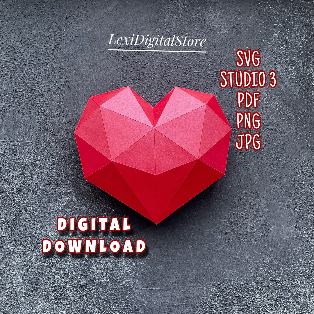 3D Heart Box SVG, Studio3, Pdf, Png. Valentine's Day Gift Box SVG ...
