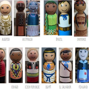 World Cultures Peg Dolls - Set of 8 - Etsy