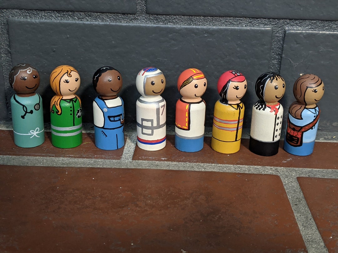 Diverse Community Helpers Peg Dolls - Set of 8 - Etsy