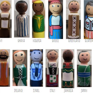 World Cultures Peg Dolls - Set of 8 - Etsy