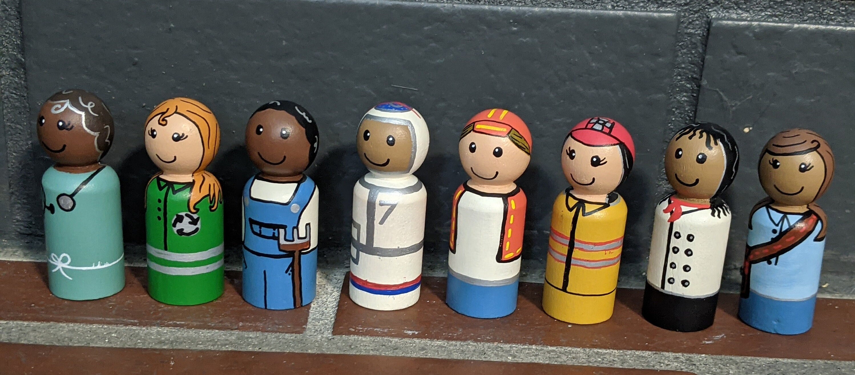 Diverse Community Helpers Peg Dolls Set of 8 | Etsy