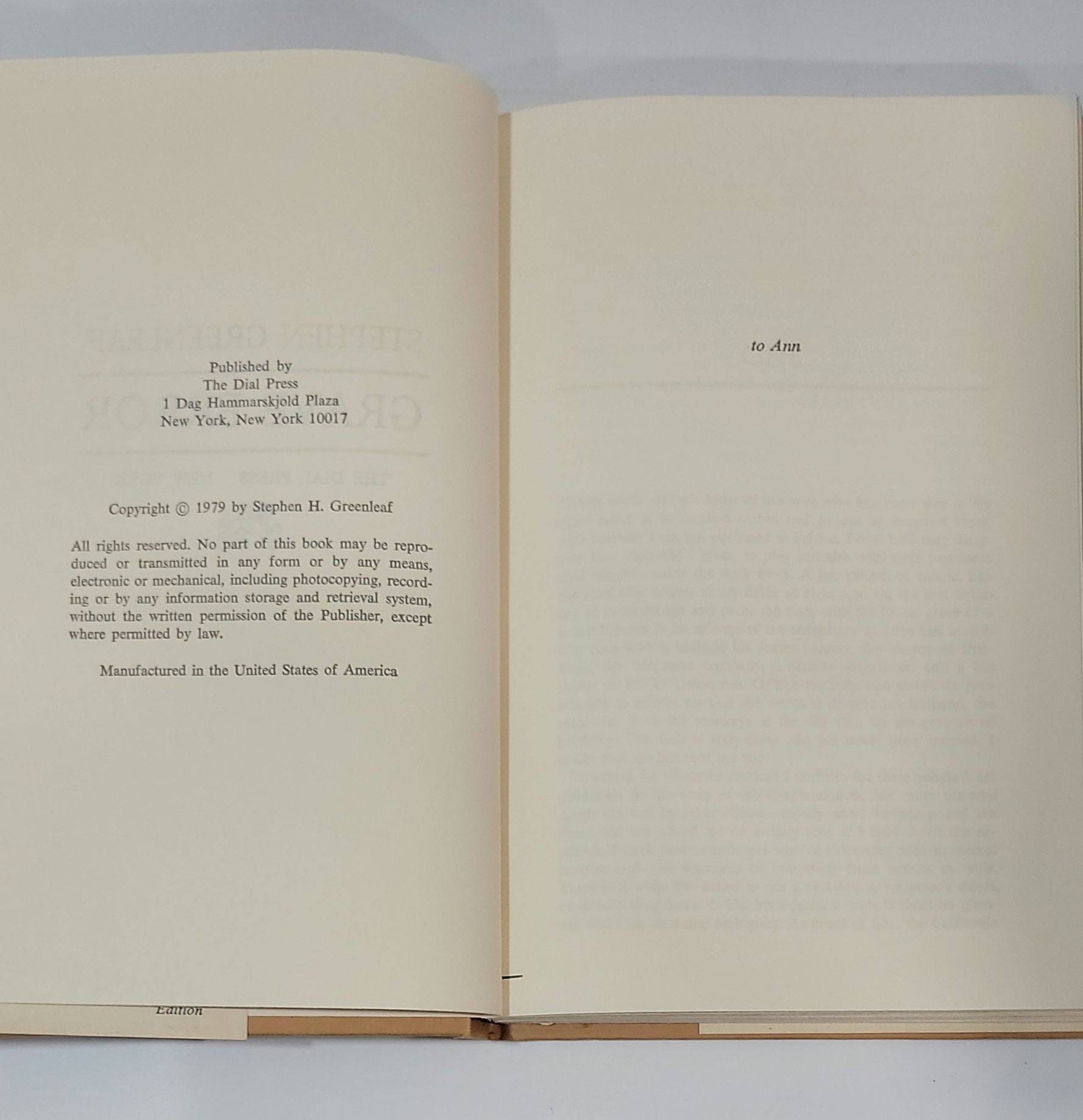 Grave Error by Stephen Greenleaf Vintage Hardcover 1979 Classic Mystery ...