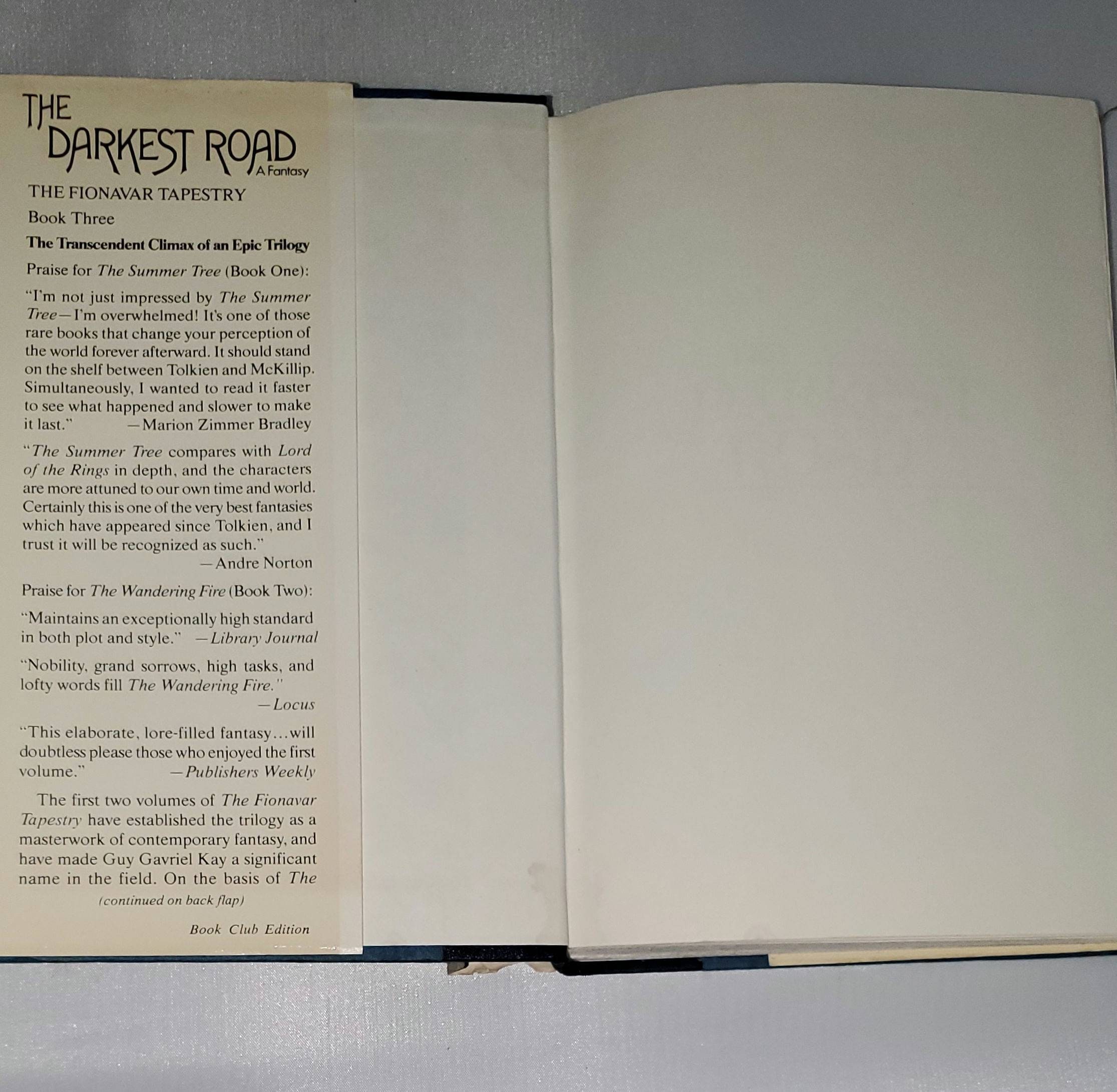The Darkest Road, the Fionavar Tapestry Book 3 by Guy Gavriel Kay ...