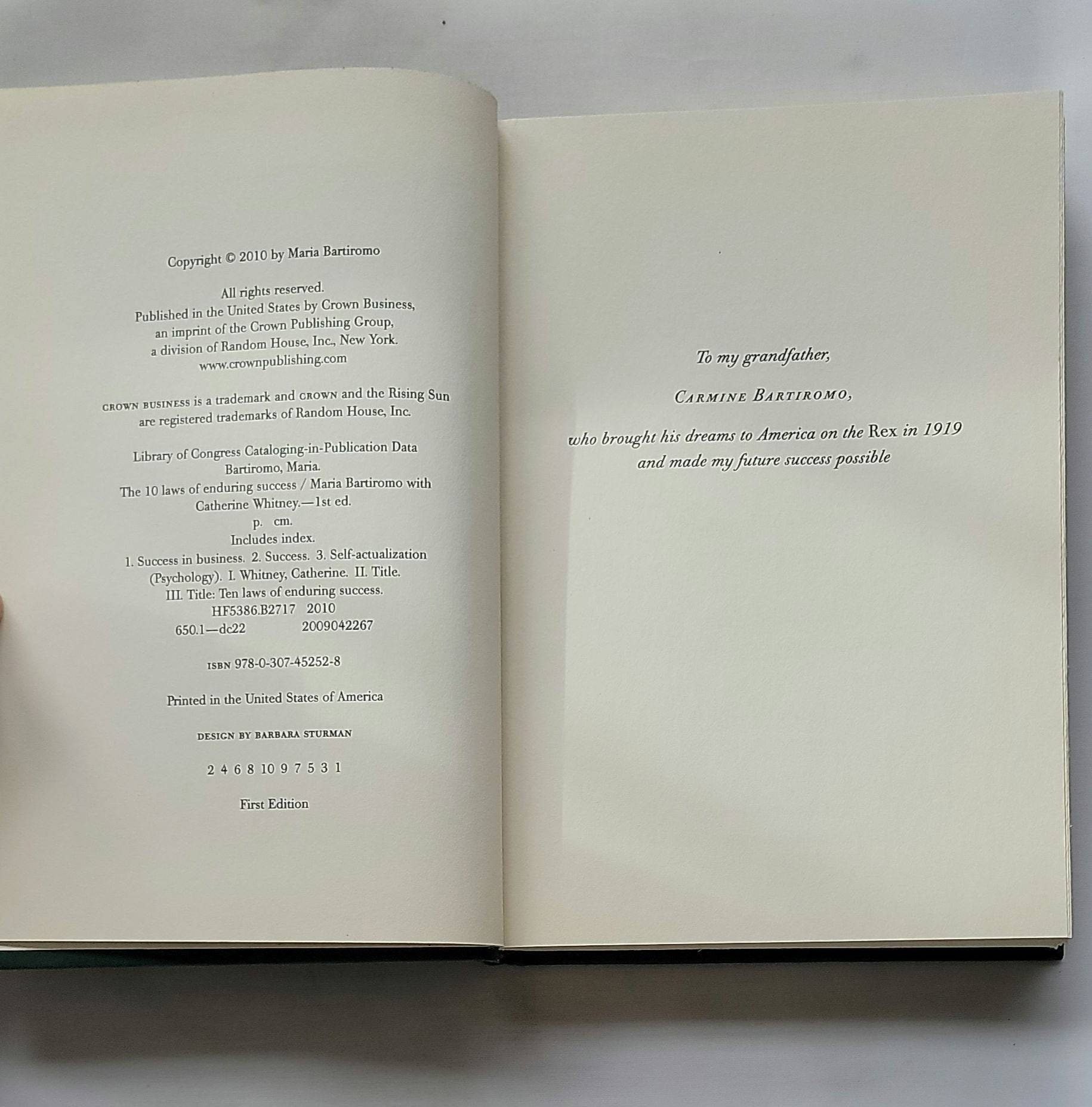 The 10 Laws Of Enduring Success By Maria Bartiromo Hardcover 2010