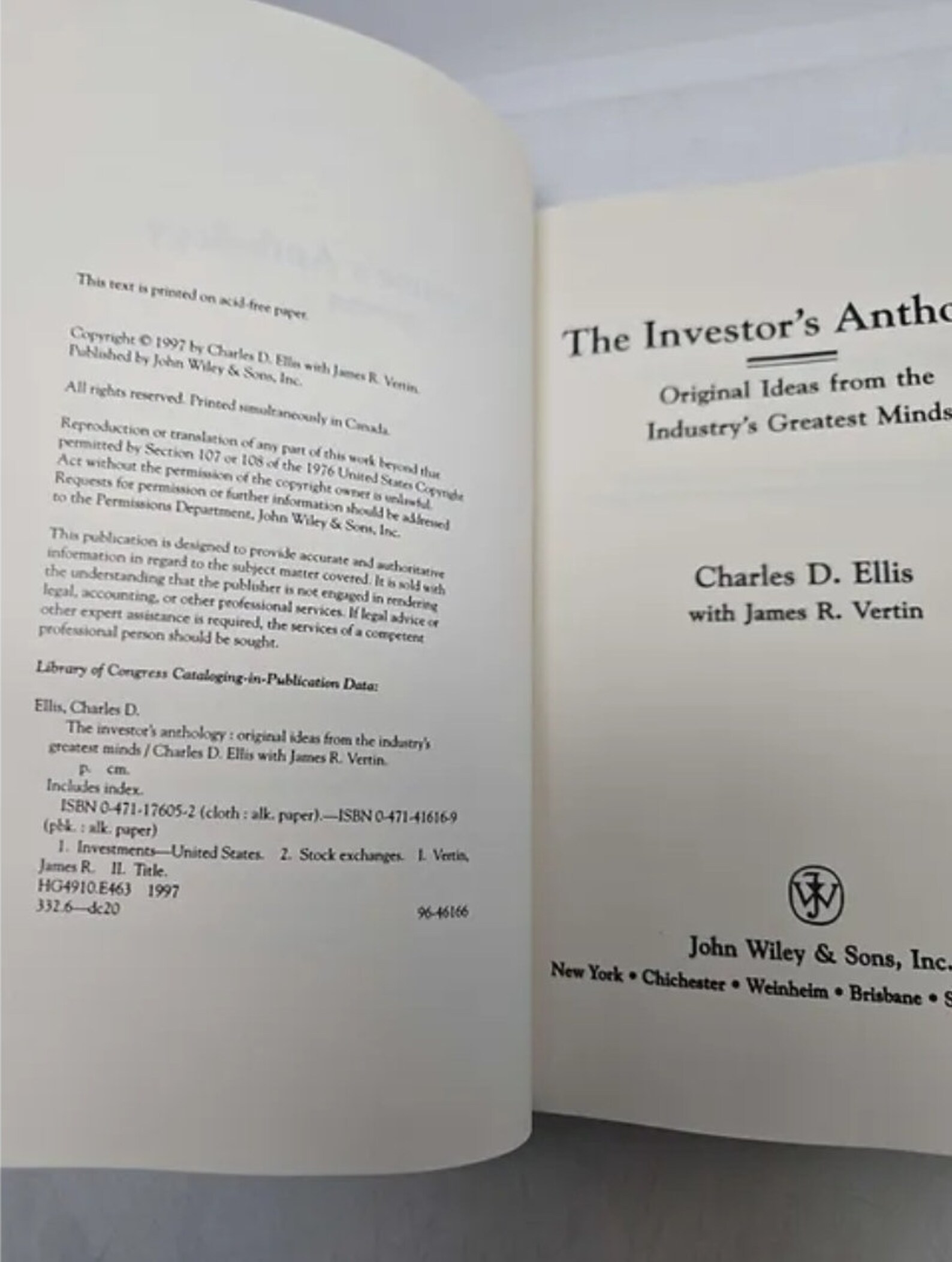 The Investor's Anthology: Original Ideas From the Industry's Greatest ...