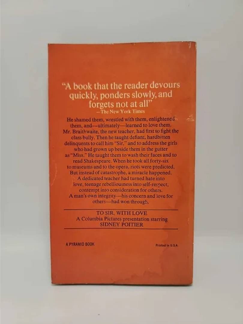 To Sir, With Love by E.R. Braithwaite the All-time Classic Schoolroom ...
