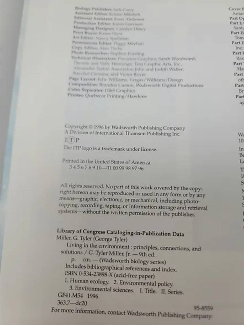 Living in the Environment, 9th: Principles, Connections, and Solutions ...