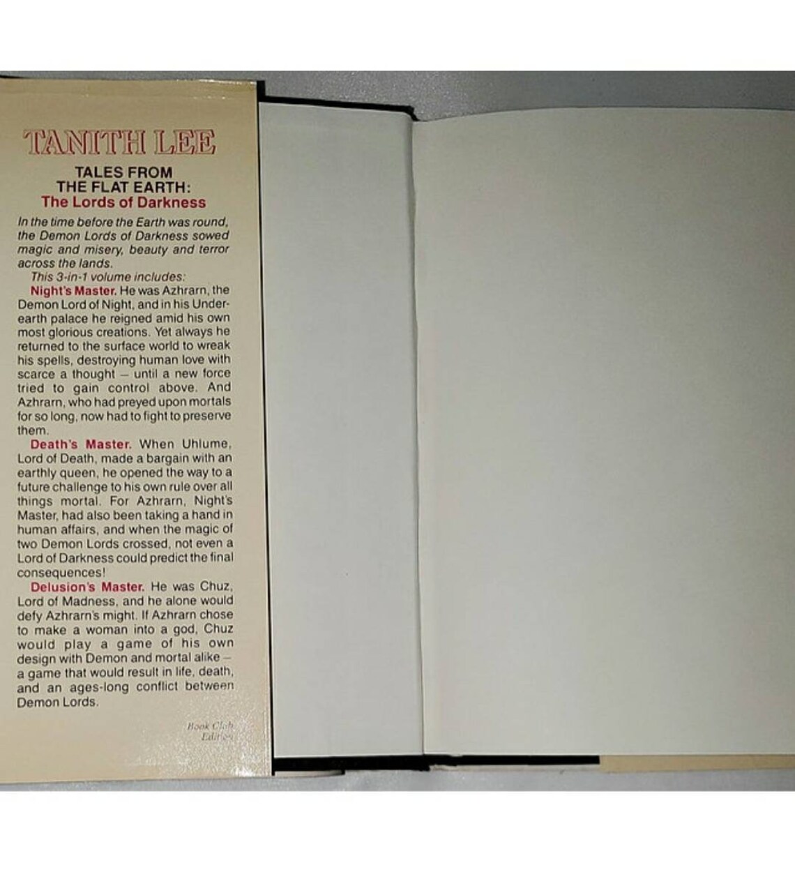 Tales From the Flat Earth: the Lords of Darkness by Tanith Lee Vintage Hardcover 1987 - Etsy