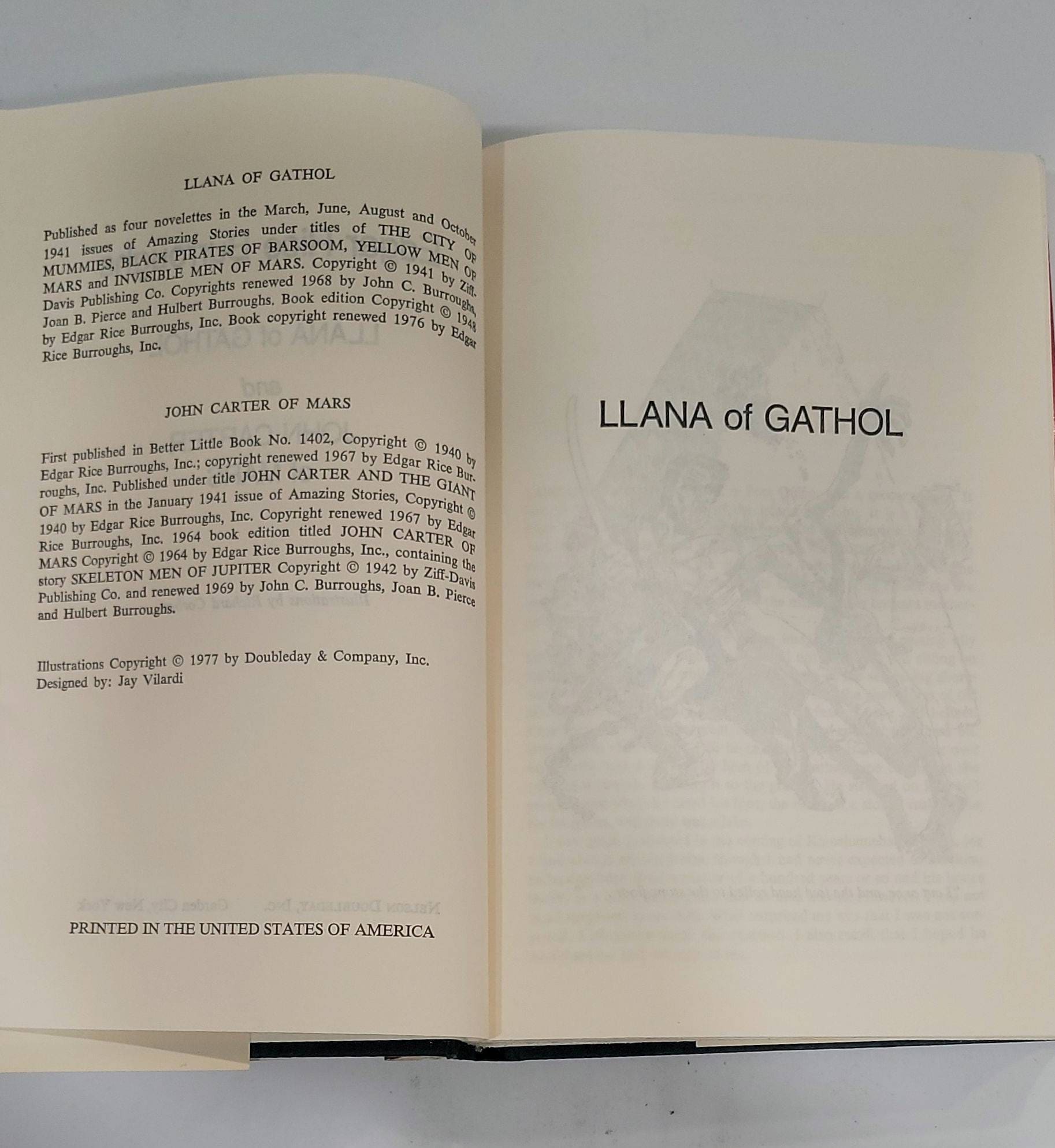 Llana of Gathol and John Carter of Mars by Edger Rice Burroughs ...