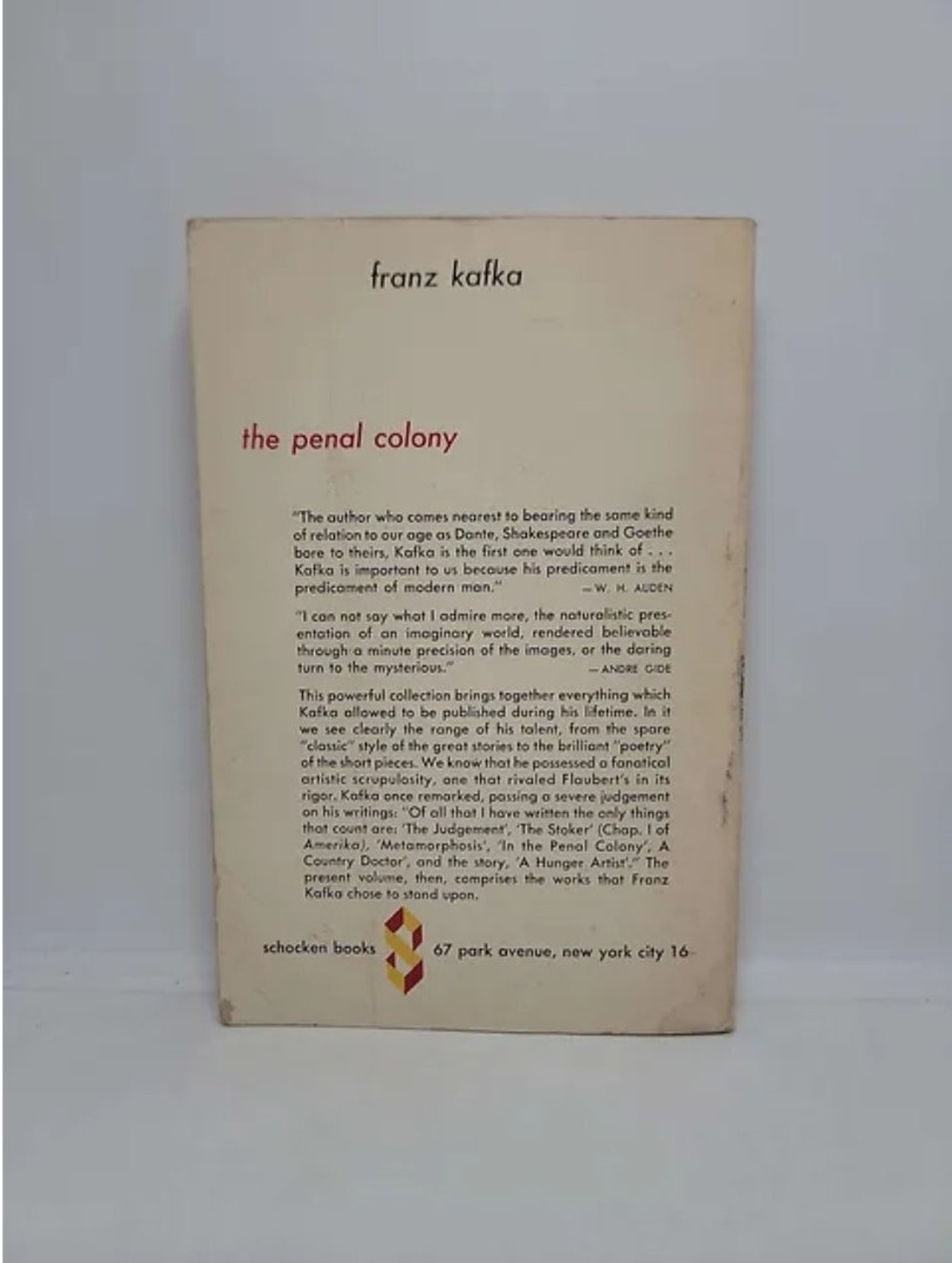 The Penal Colony: Stories and Short Pieces Paperback – January 1, 1961 ...