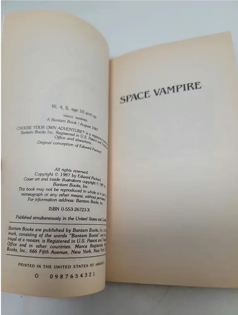 Space Vampire (choose Your Own Adventure#71) Paperback – January 1 ...