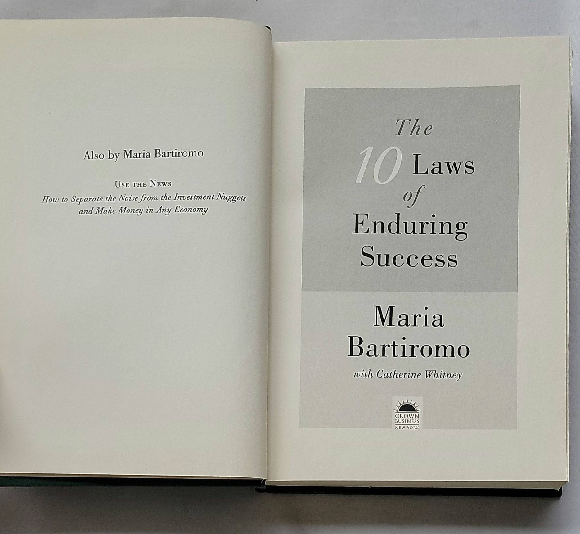 The 10 Laws Of Enduring Success By Maria Bartiromo Hardcover 2010