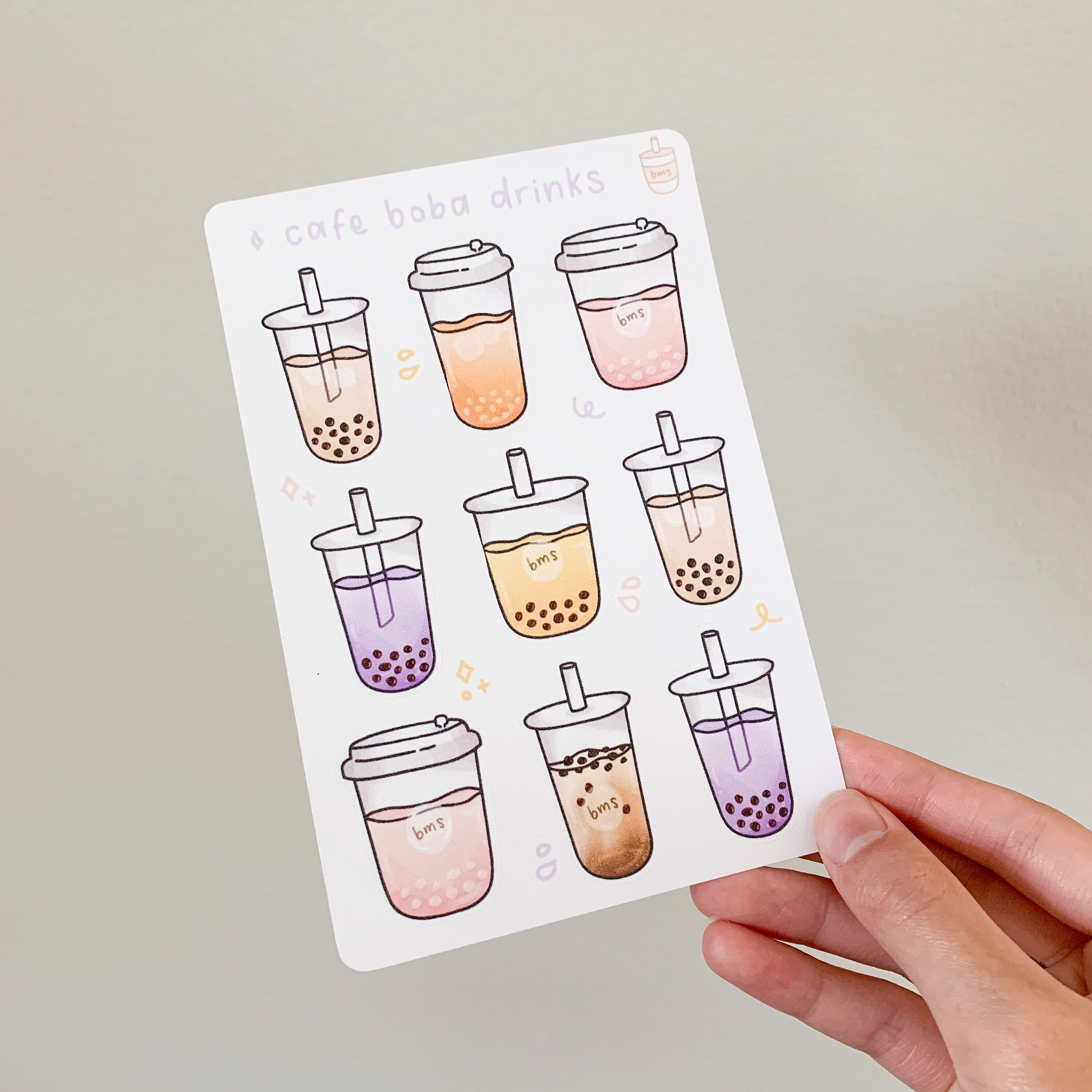 Cafe Boba Drinks || Matte Sticker Sheet || for Journaling, Planners ...