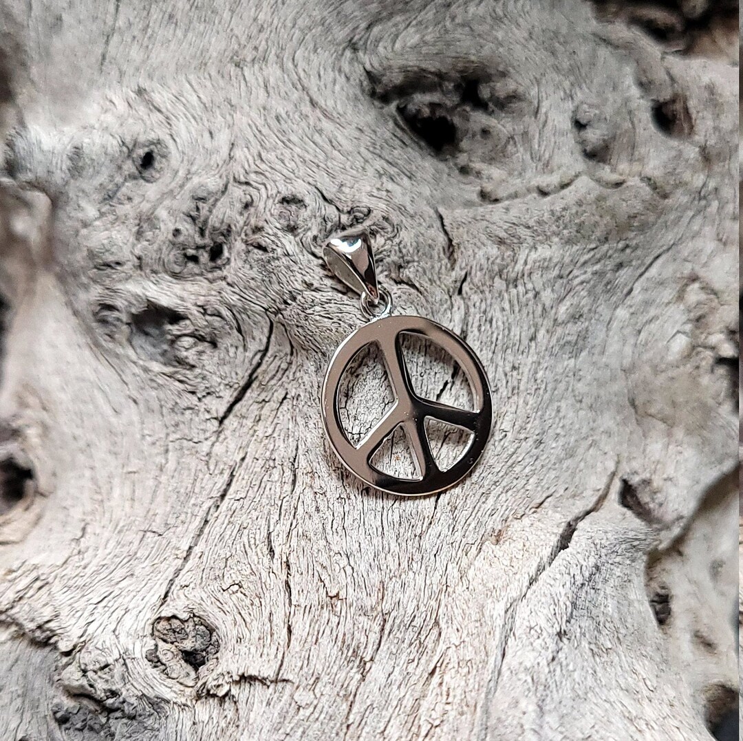 Peace Sign Sterling Silver Pendant - Etsy UK