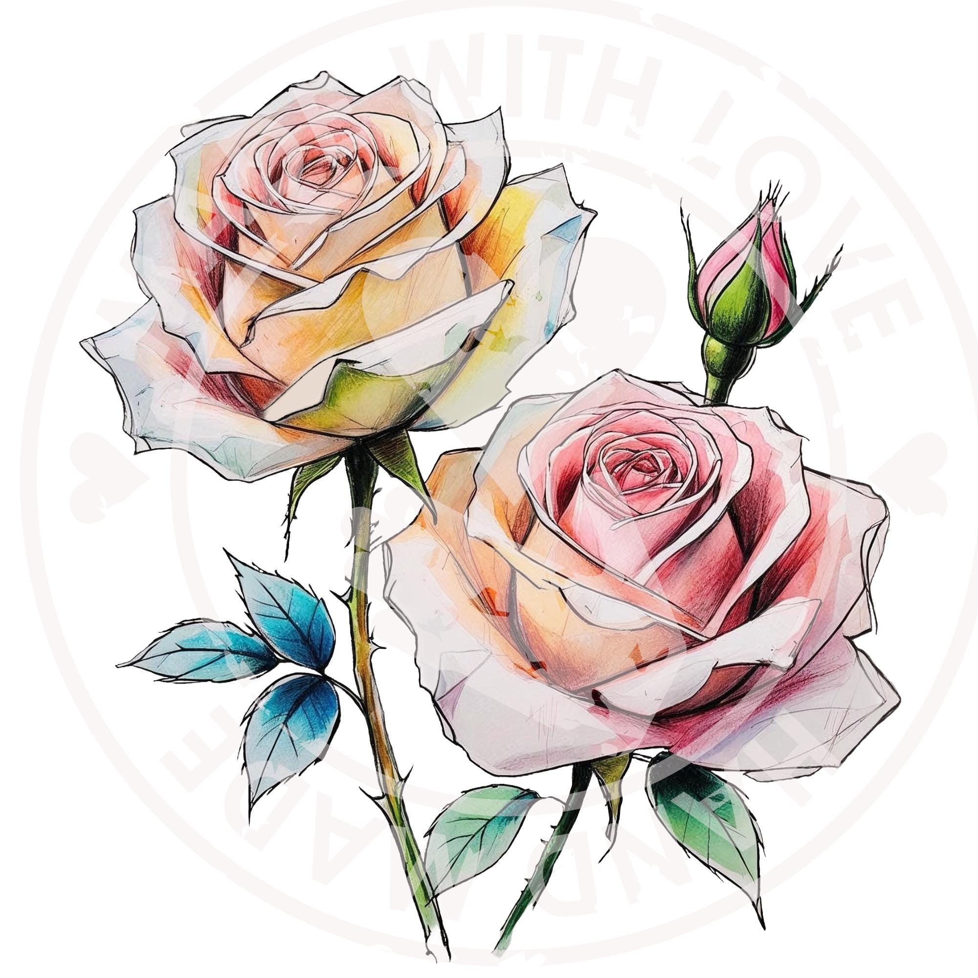Watercolor Rose Clipart – Hand-drawn Floral Digital Download - Etsy