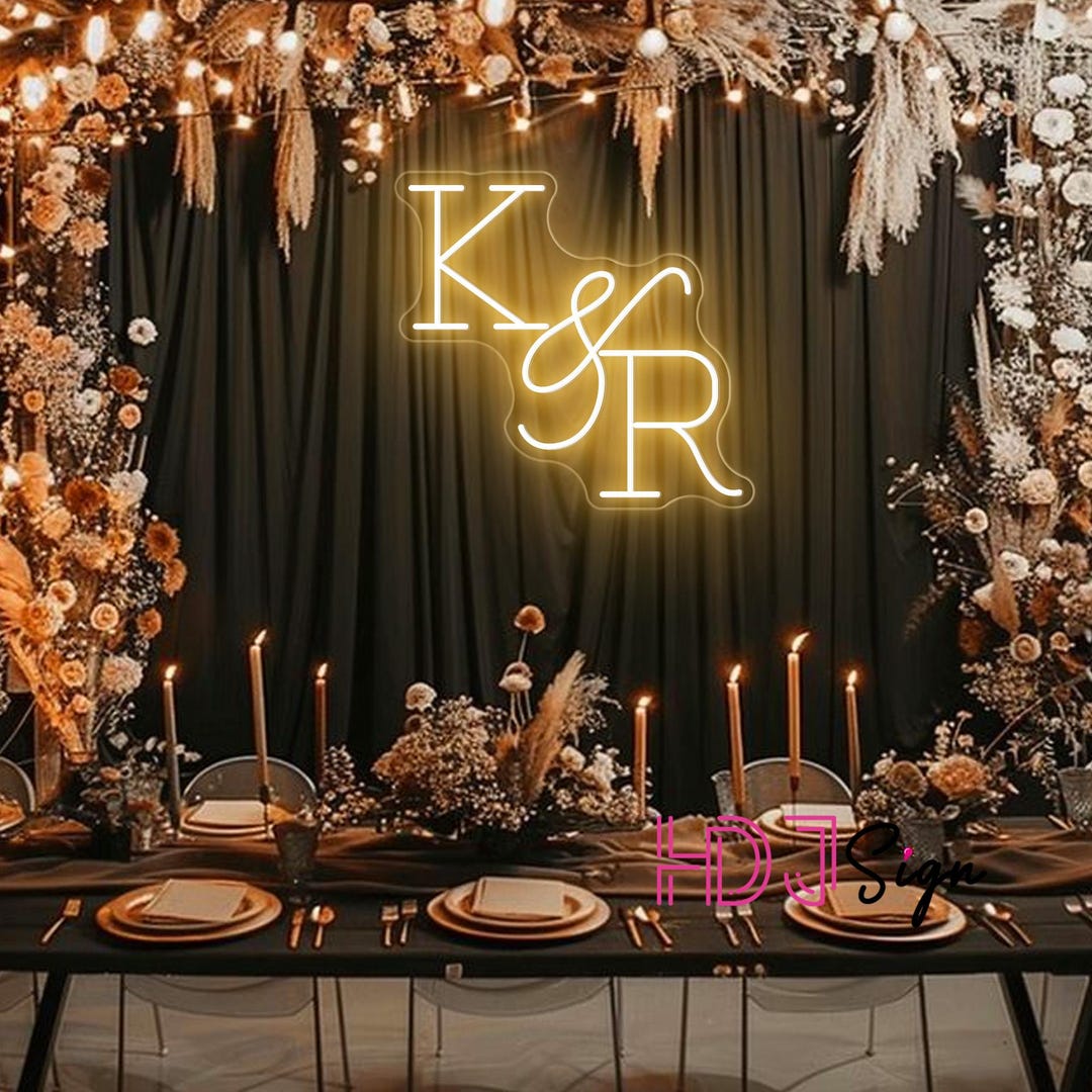 Custom Initials Name Neon Sign,minimalist Wedding Initials LED Neon ...