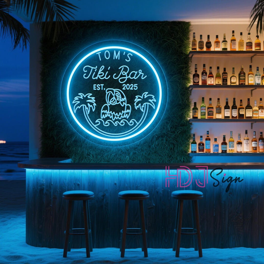 Custom Tiki Bar Name Neon Sign,usb 3D Engraved Sign,parrot Sign ...