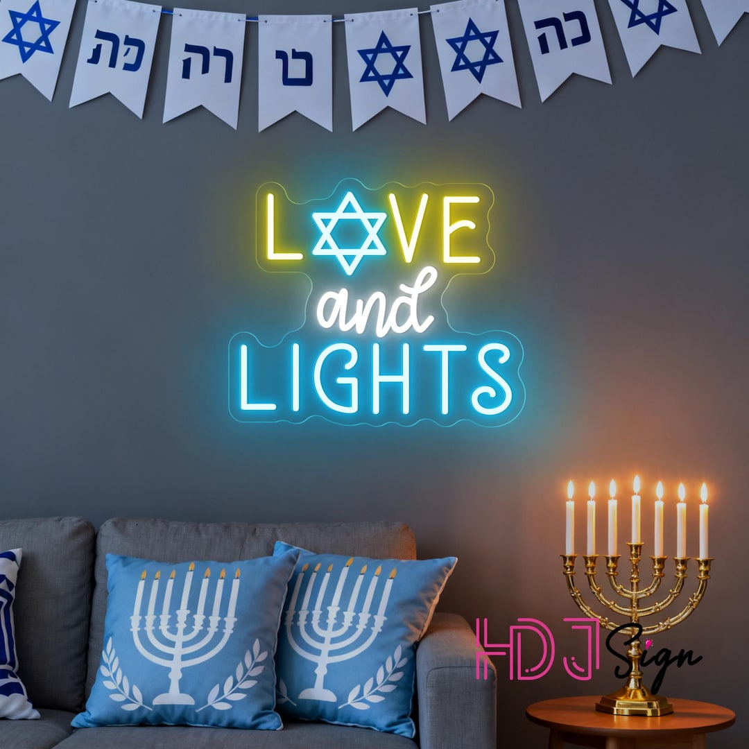 Love and Lights Hanukkah LED Neon Sign, Jewish Holiday Home Decor ...
