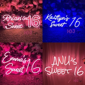 Custom Name Sign,personalized Sweet 16 Neon Sign,birthday Centerpiece ...