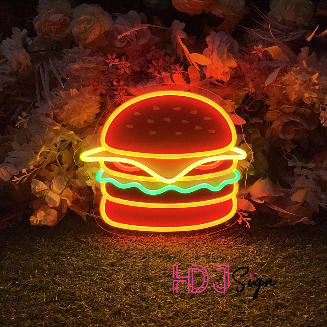 Burger Neon Sign,custom UV Printed Hamburger Neon Sign,burger ...