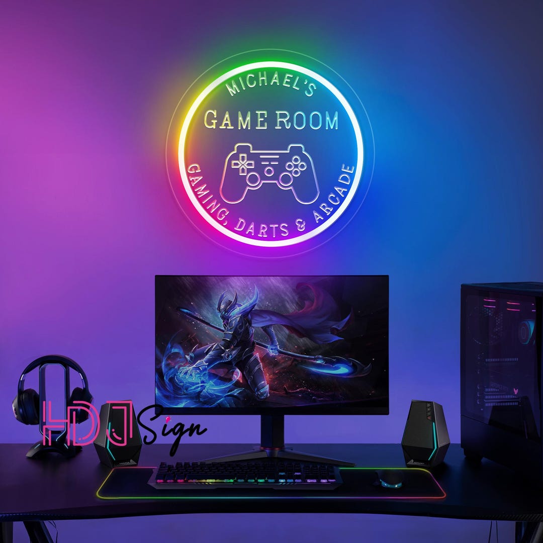 Custom Rainbow Game Room Neon Sign,colorful RGB Neon Light,usb 3D ...