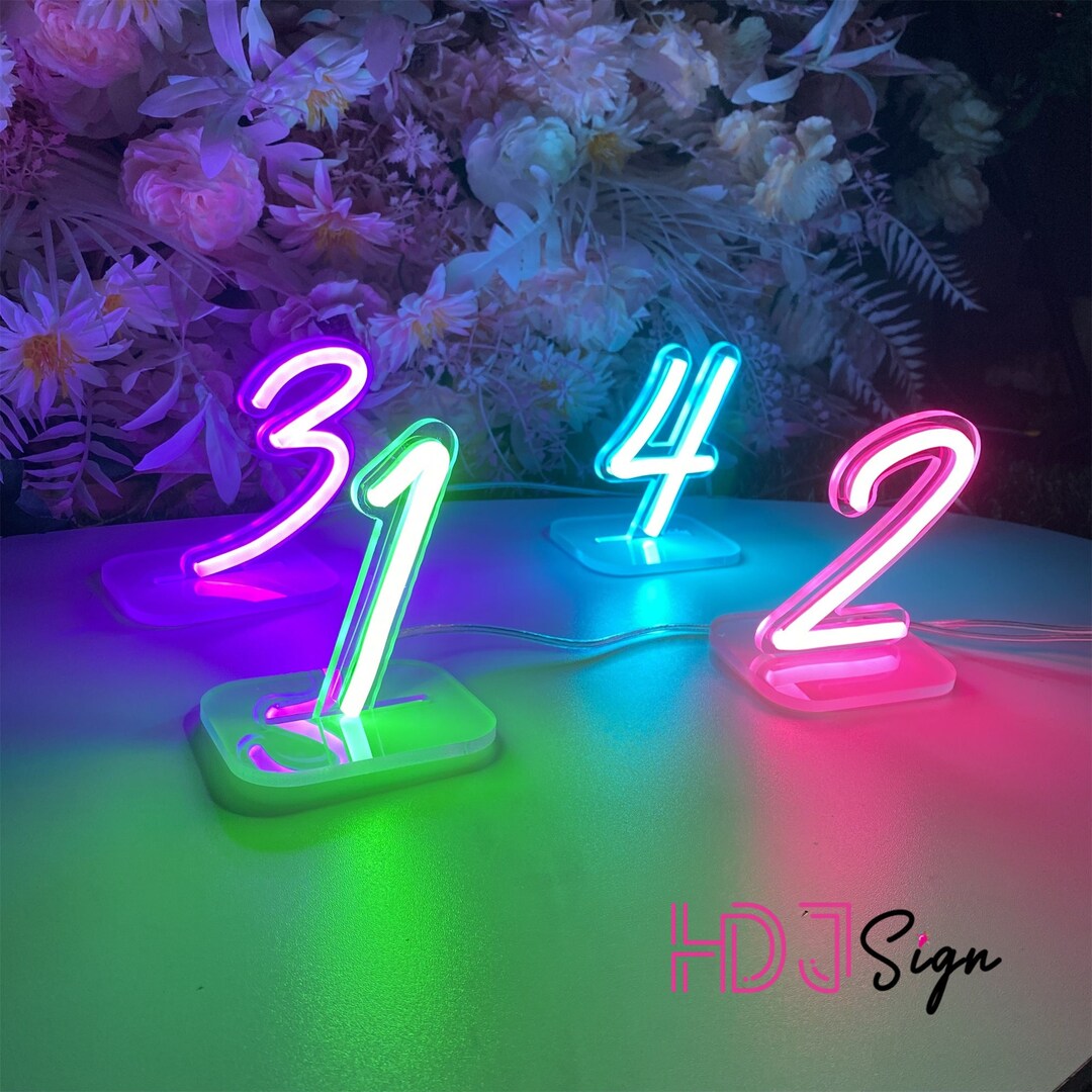 Custom Number Neon Sign,wedding Table Sign,4.7" Neon Tabe Numbers,usb ...