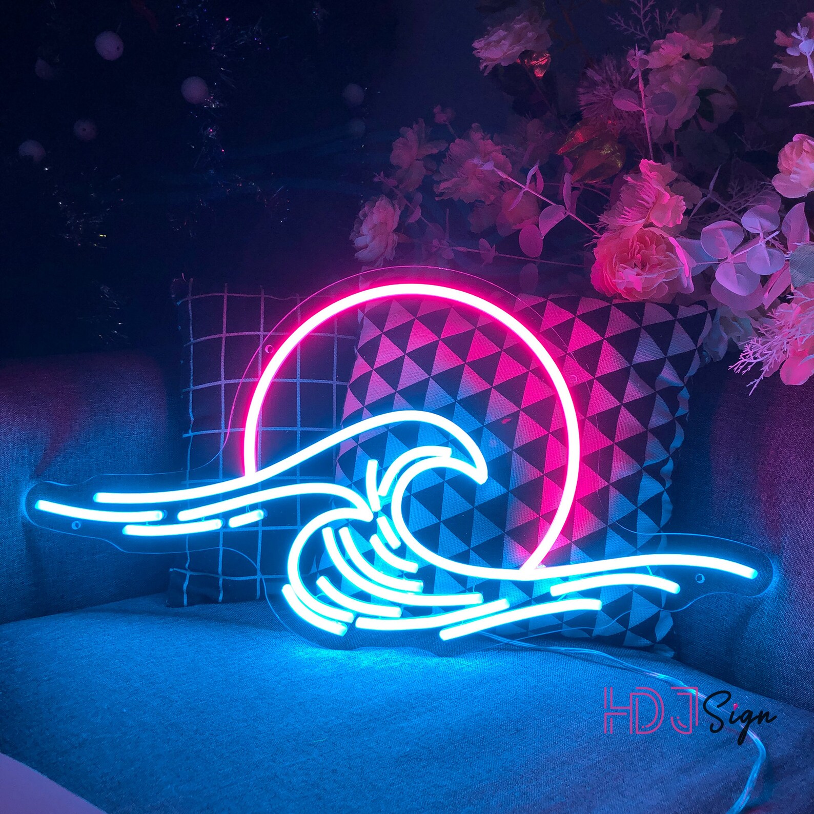 Sun & Waves Neon Sign Home Bar Sign Bar Neon Sign Led Neon - Etsy
