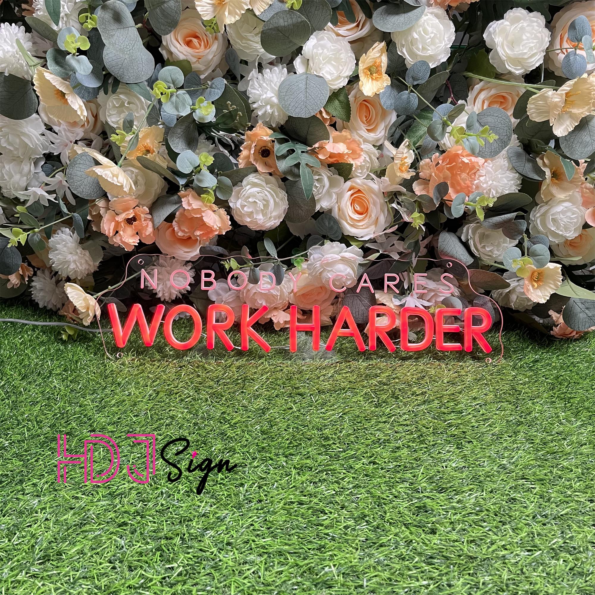 Nobody Cares Work Harder Neon Sign, Custom Gym LED Neon Light ...