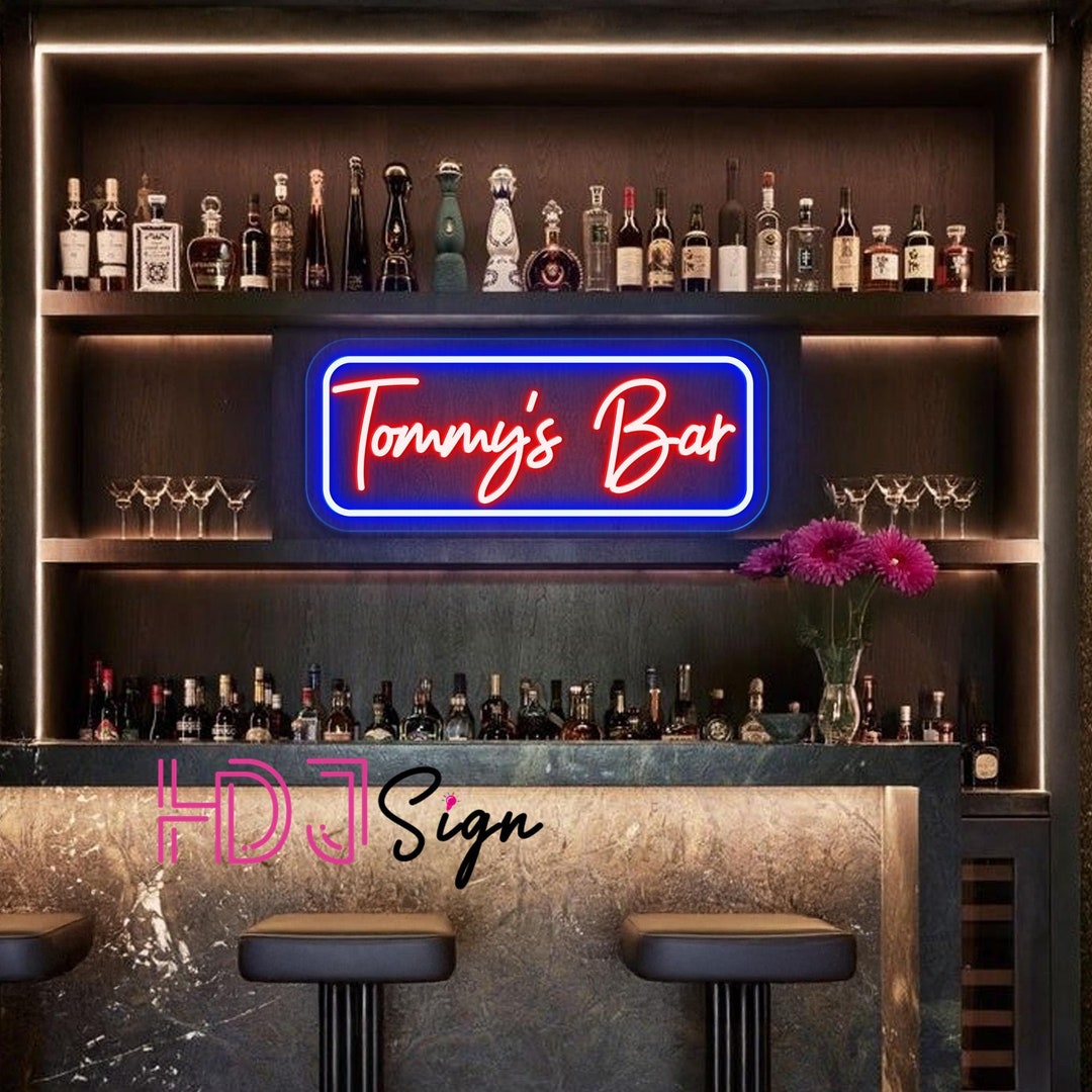 Custom Bar Neon Sign,custom Your Bar Name Sign,personalized Home Bar ...
