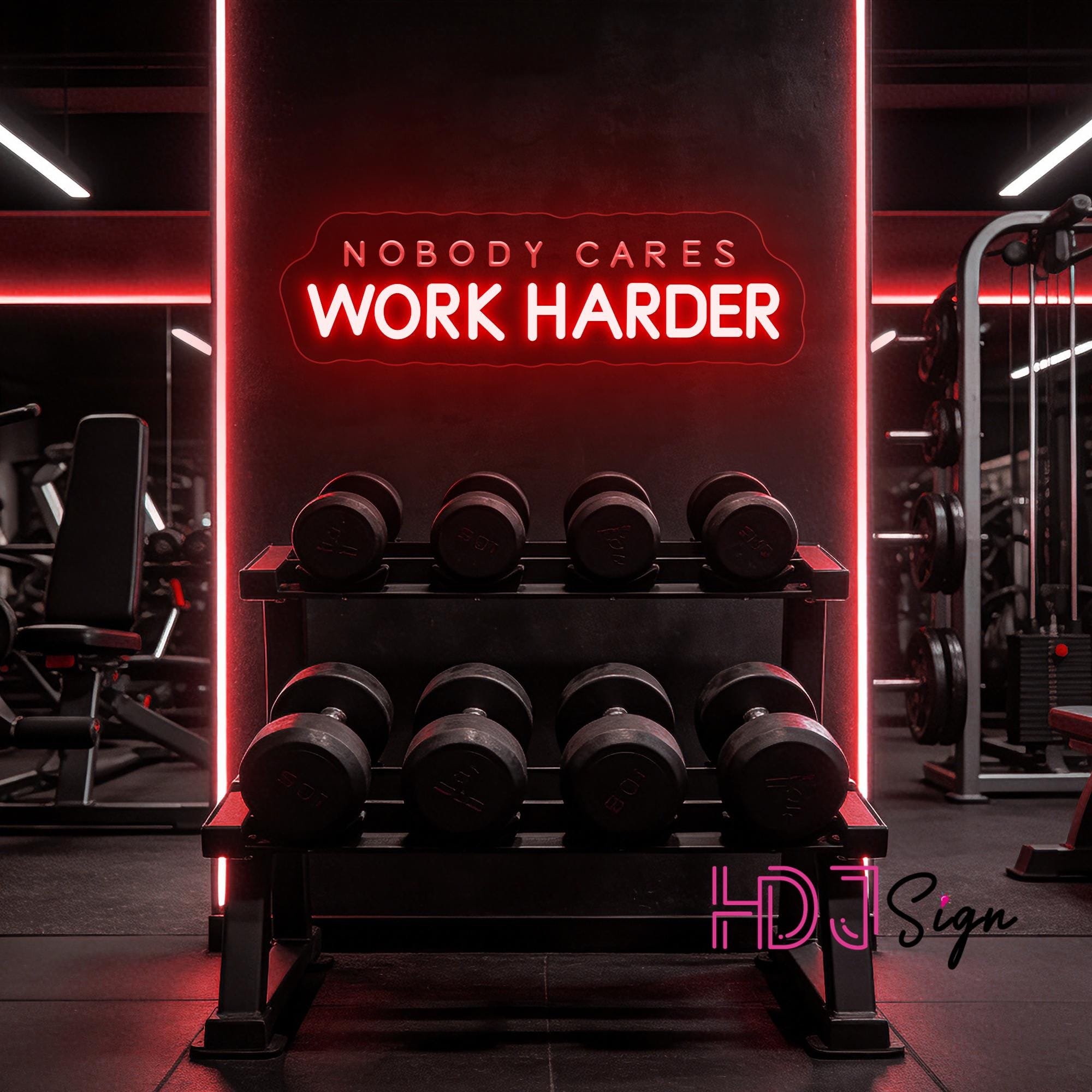 Nobody Cares Work Harder Neon Sign, Custom Gym LED Neon Light ...