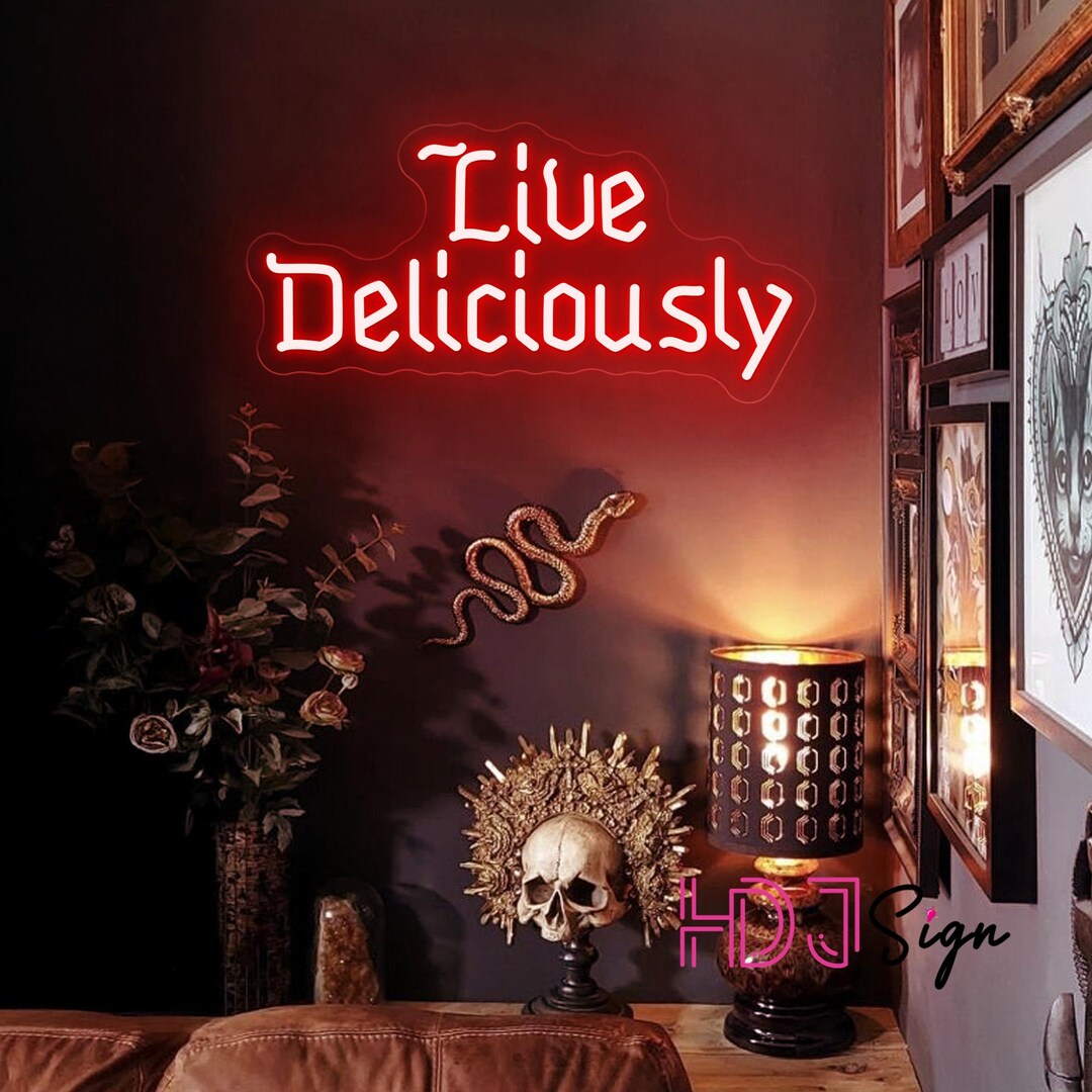 Live Deliciously Neon Sign,custom Gothic Room LED Neon Light,gothic ...