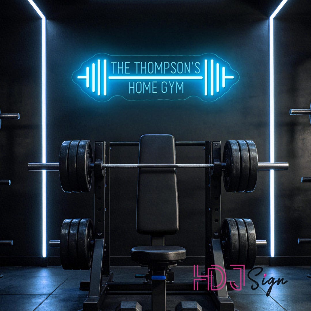 Custom Home Gym Name Neon Sign, Personalized Workout Room Decor, Cross ...
