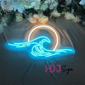 Sun & Waves Neon Sign, Home Bar Sign, Bar Neon Sign, Led Neon Light for ...