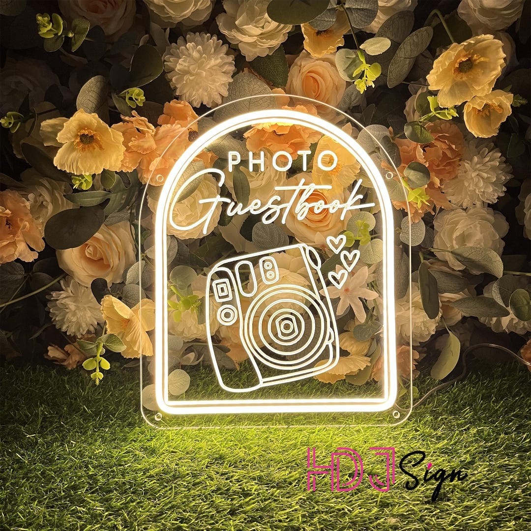 USB Photo Guestbook LED Neon Sign,wedding Reception 3D Engraved Art ...