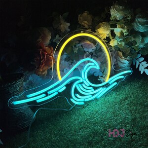 Sun & Waves Neon Sign, Home Bar Sign, Bar Neon Sign, Led Neon Light for ...