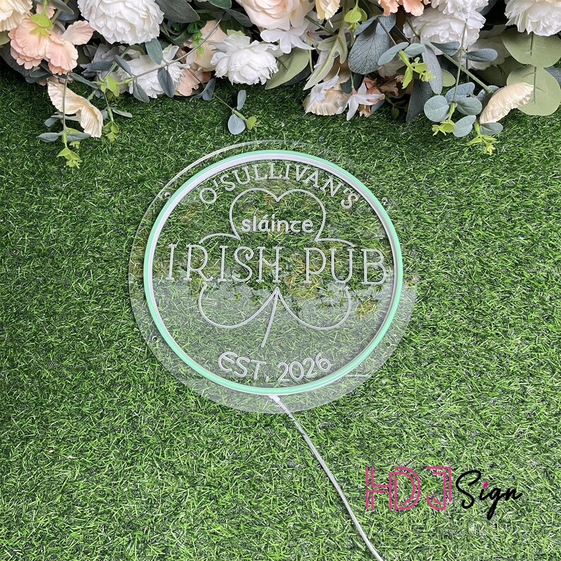 Custom Irish Pub Name Neon Sign, USB Engraved St. Patrick's Day Decor ...