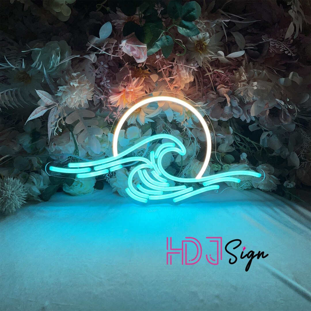 Sun & Waves Neon Sign, Home Bar Sign, Bar Neon Sign, Led Neon Light for ...