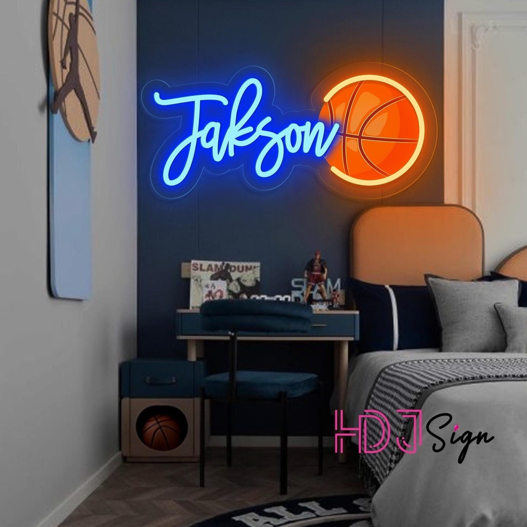 Custom Basketball Name Neon Sign,basketball UV Printing LED Name Sign ...